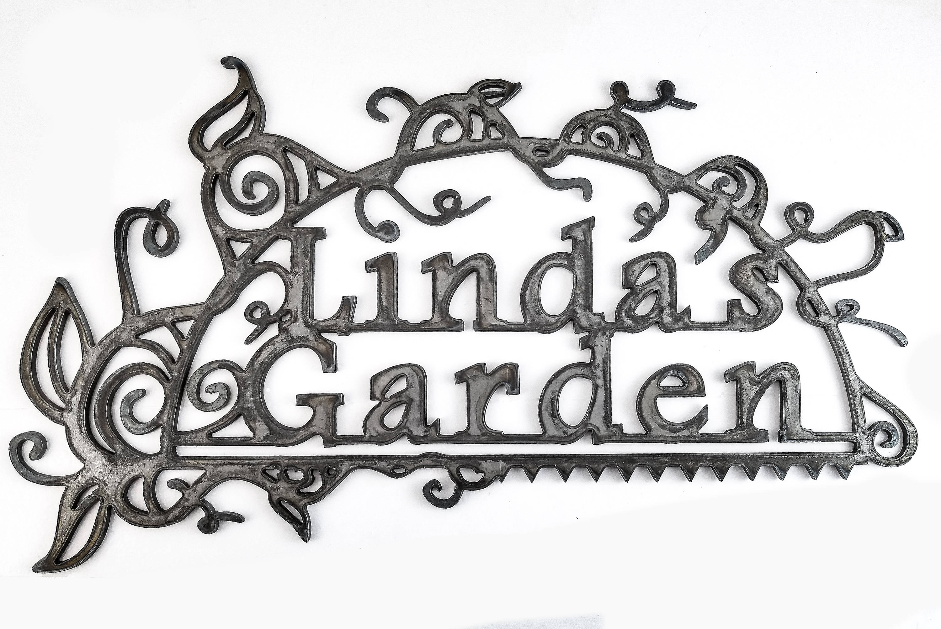 Custom Metal Cut Steel My Garden Gate Sign With Leaf and Vine Design ...