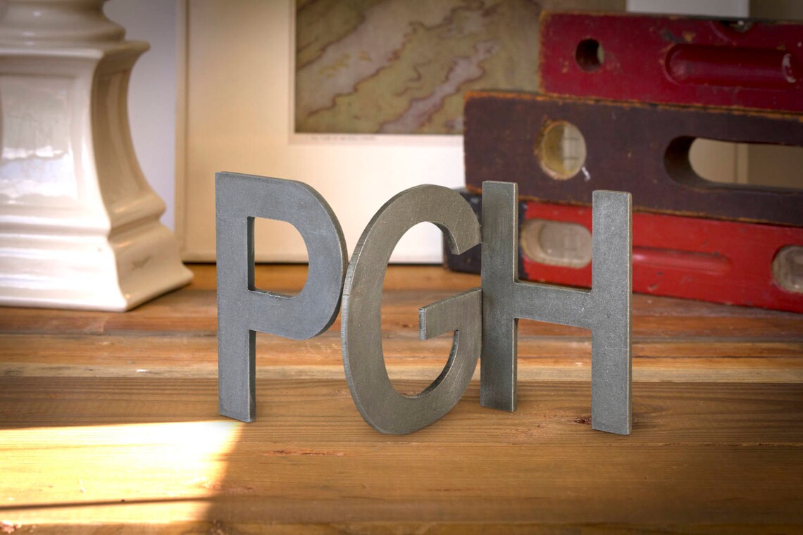 Pittsburgh - PGH Word Art Tri-letter Sign Art - Metal Industrial Home ...