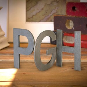 Pittsburgh - PGH Word Art Tri-letter Sign Art - Metal Industrial Home ...