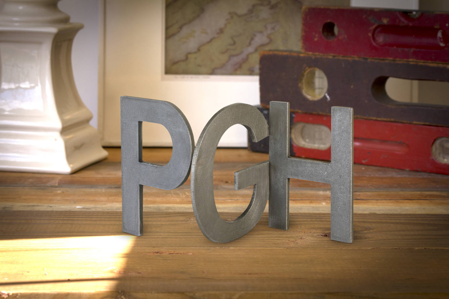 Pittsburgh PGH Word Art Tri-letter Sign Art Metal Industrial Home Décor ...