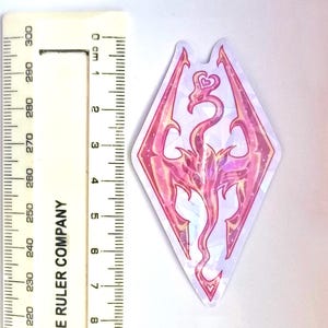 Skyrim Sticker, Cute Pink Aesthetic, Holographic Vinyl Dragon, Elder ...