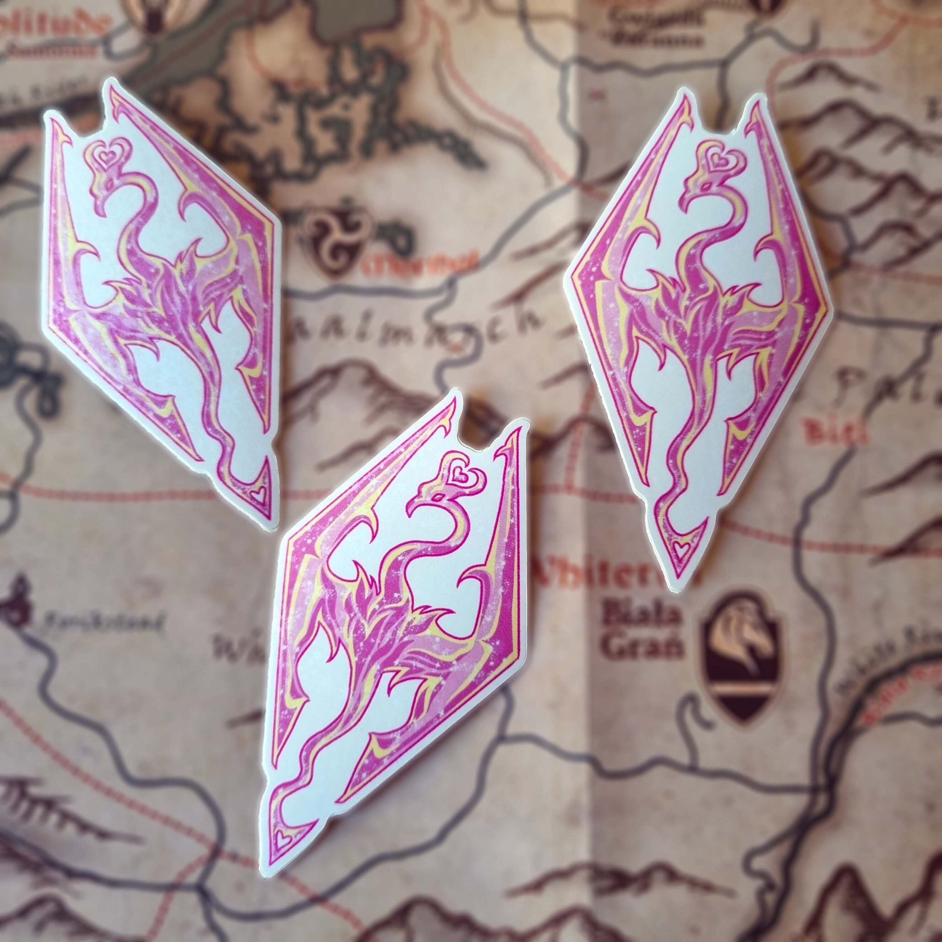 Cute Pink Aesthetic Holographic Vinyl Skyrim Sticker Dragon - Etsy