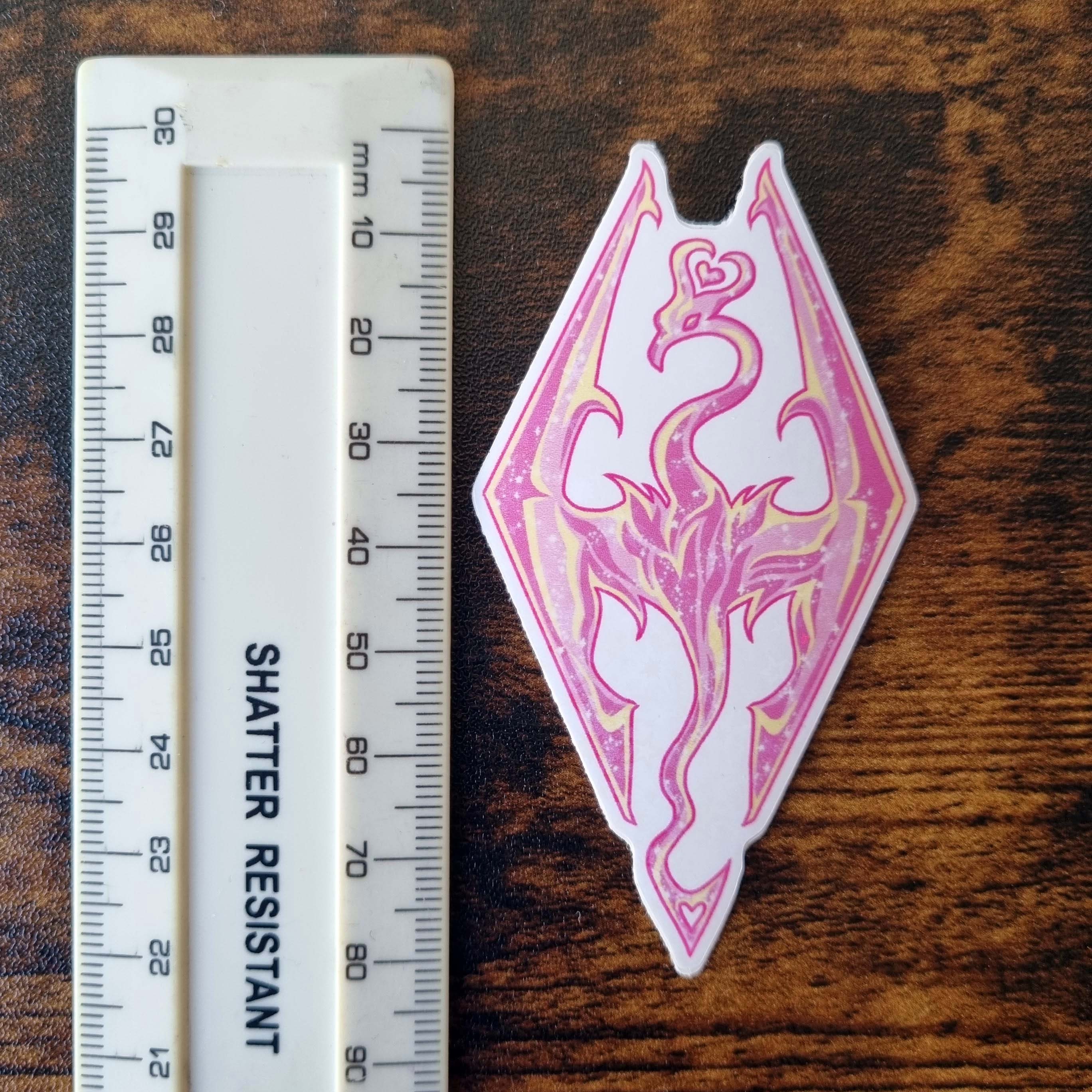 Cute Pink Aesthetic Holographic Vinyl Skyrim Sticker Dragon - Etsy