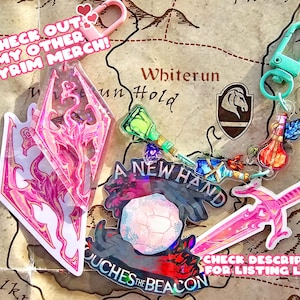 Skyrim Sticker, Cute Pink Aesthetic, Holographic Vinyl Dragon, Elder ...