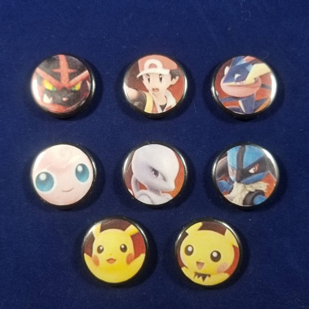 Pokemon Set of 8 Pin Back Buttons Badges Pins Featuring the - Etsy