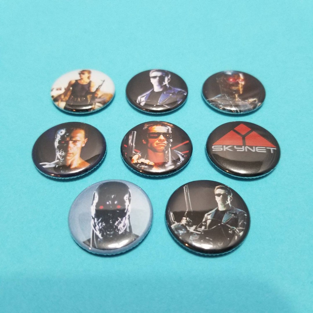 The Terminator! Set of 8 Buttons Badges Pins Featuring Arnold ...