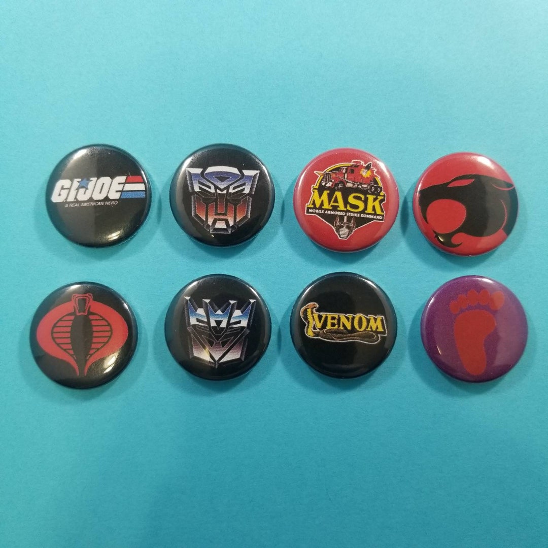 Cool 80s Logos From Toys and Cartoons! Set of 8 Pinback Buttons Badges ...