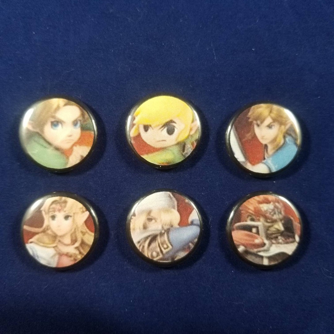 Super Smash Bros Ultimate Set of 6 Pin Back Buttons Badges Pins ...