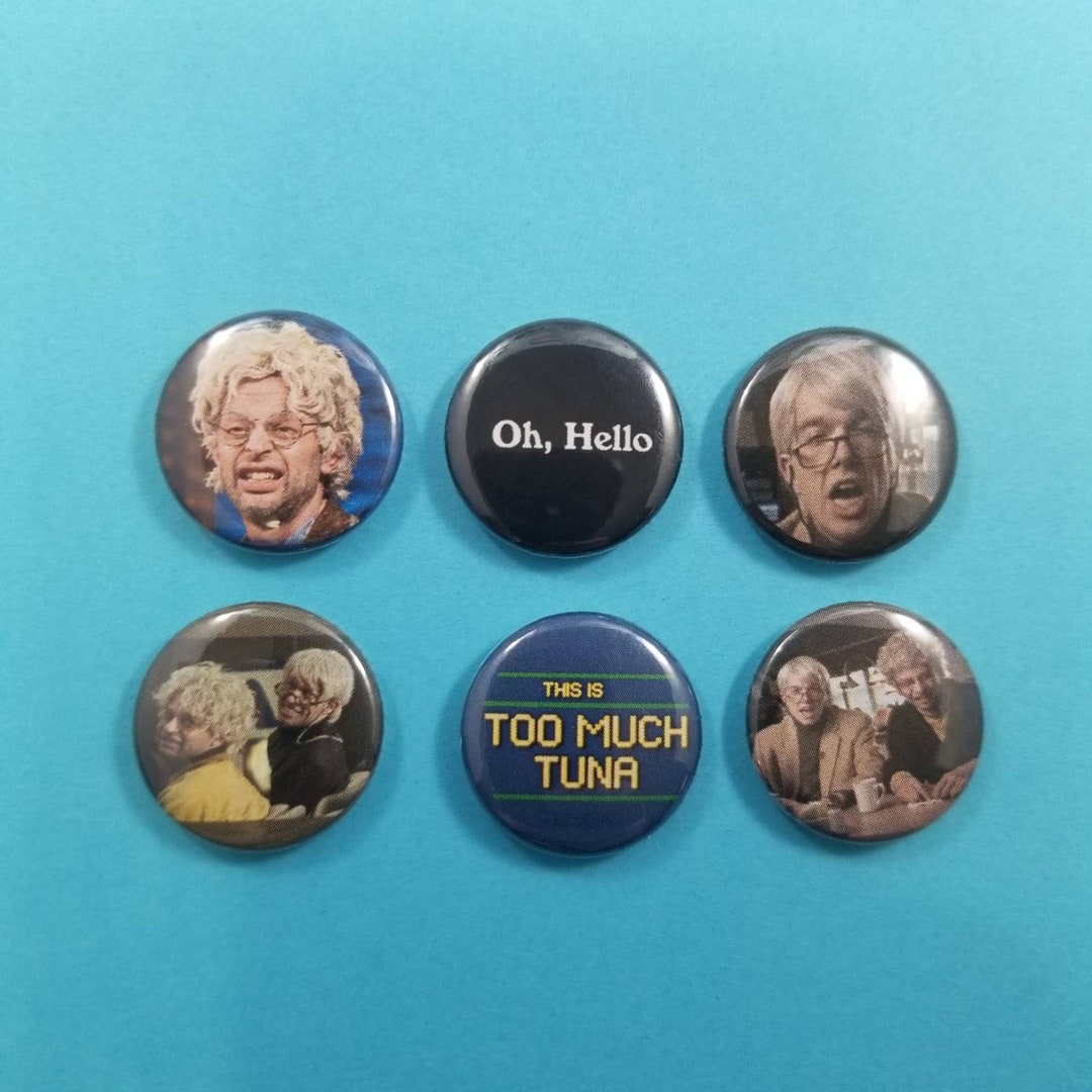 Oh, Hello.... Set of 6, 1" Pinback Buttons, Badges Pins Featuring Gil ...
