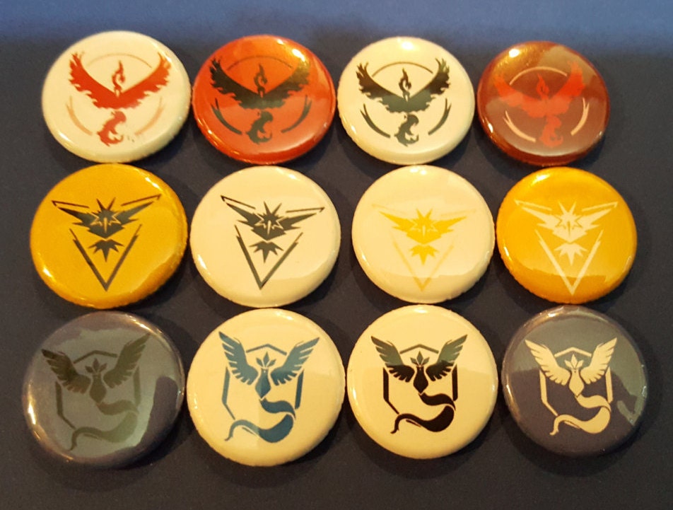 Pokemon Go Team Symbol Buttons Mystic Valor Instinct Pinback | Etsy
