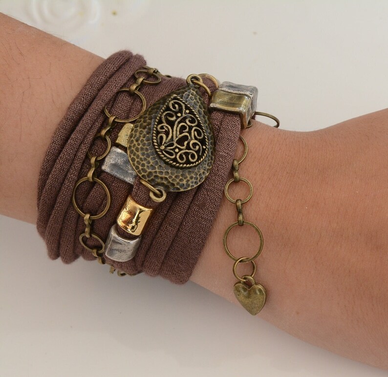 Brown Wrap Around Bracelet Fabric Wrap Bracelet Brown Wrap - Etsy
