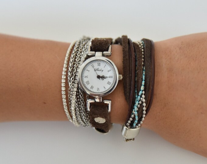 Wrap Watch, Brown Leather Watch, Leather Wrap Watch, Leather Wrap ...