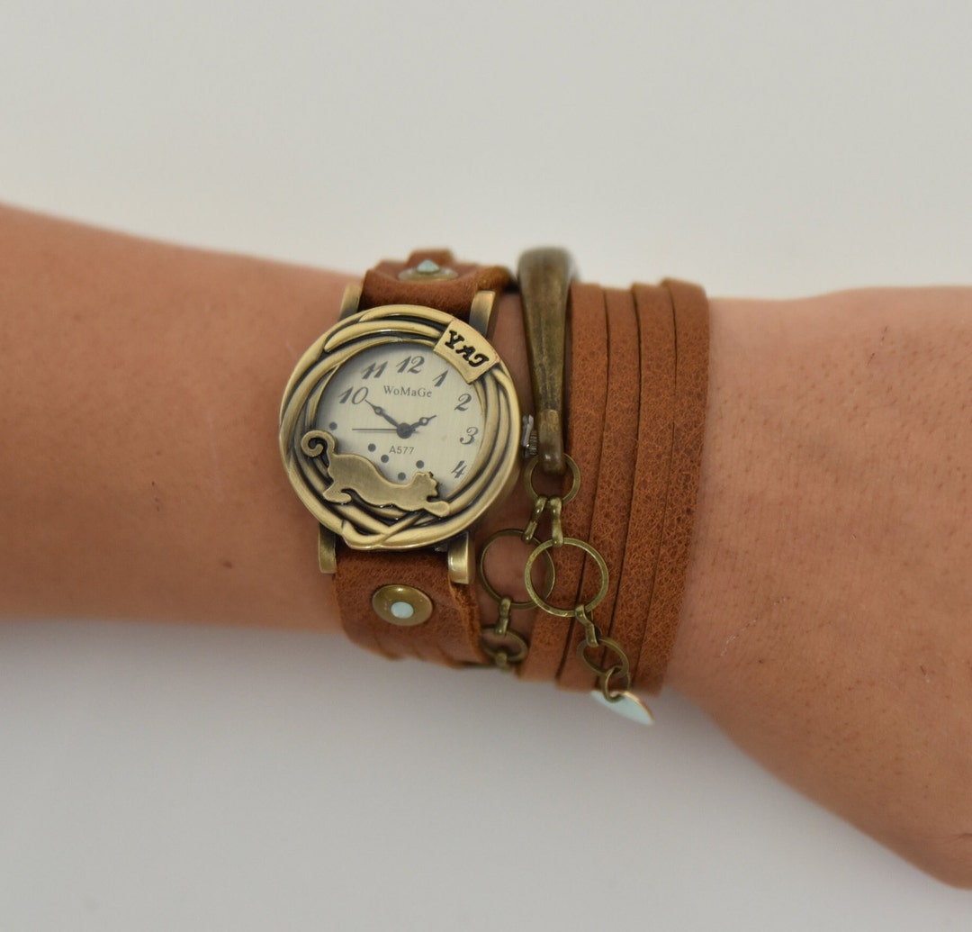 Wrap Watch, Brown Leather Watch, Leather Wrap Watch, Leather Wrap ...