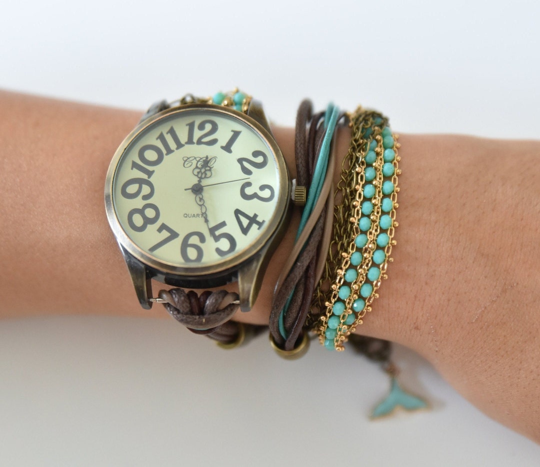 Wrap Watch Brown Leather Watch Leather Wrap Watch Leather - Etsy