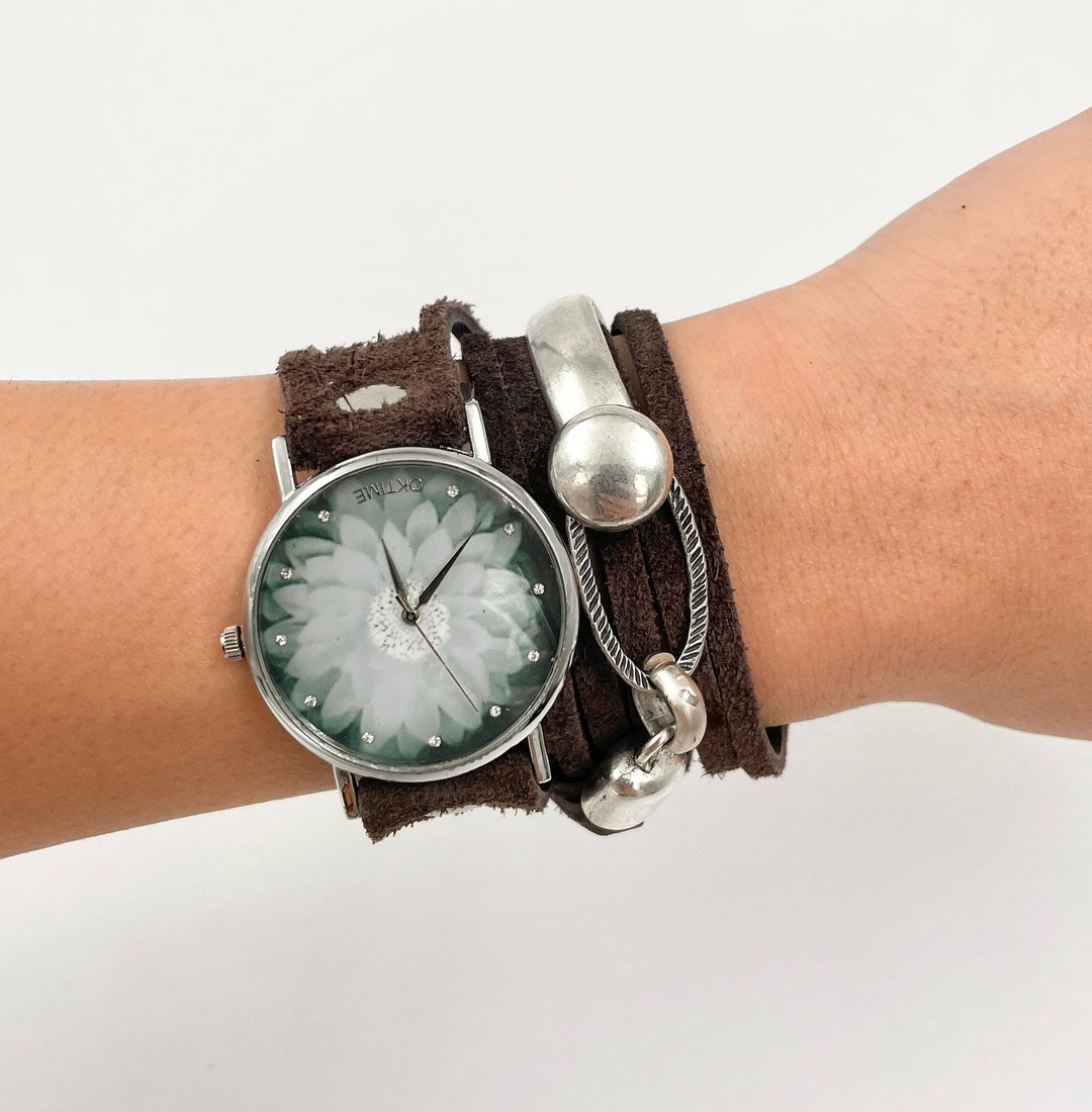 Wrap Watch, Brown Leather Watch, Leather Wrap Watch, Leather Wrap ...