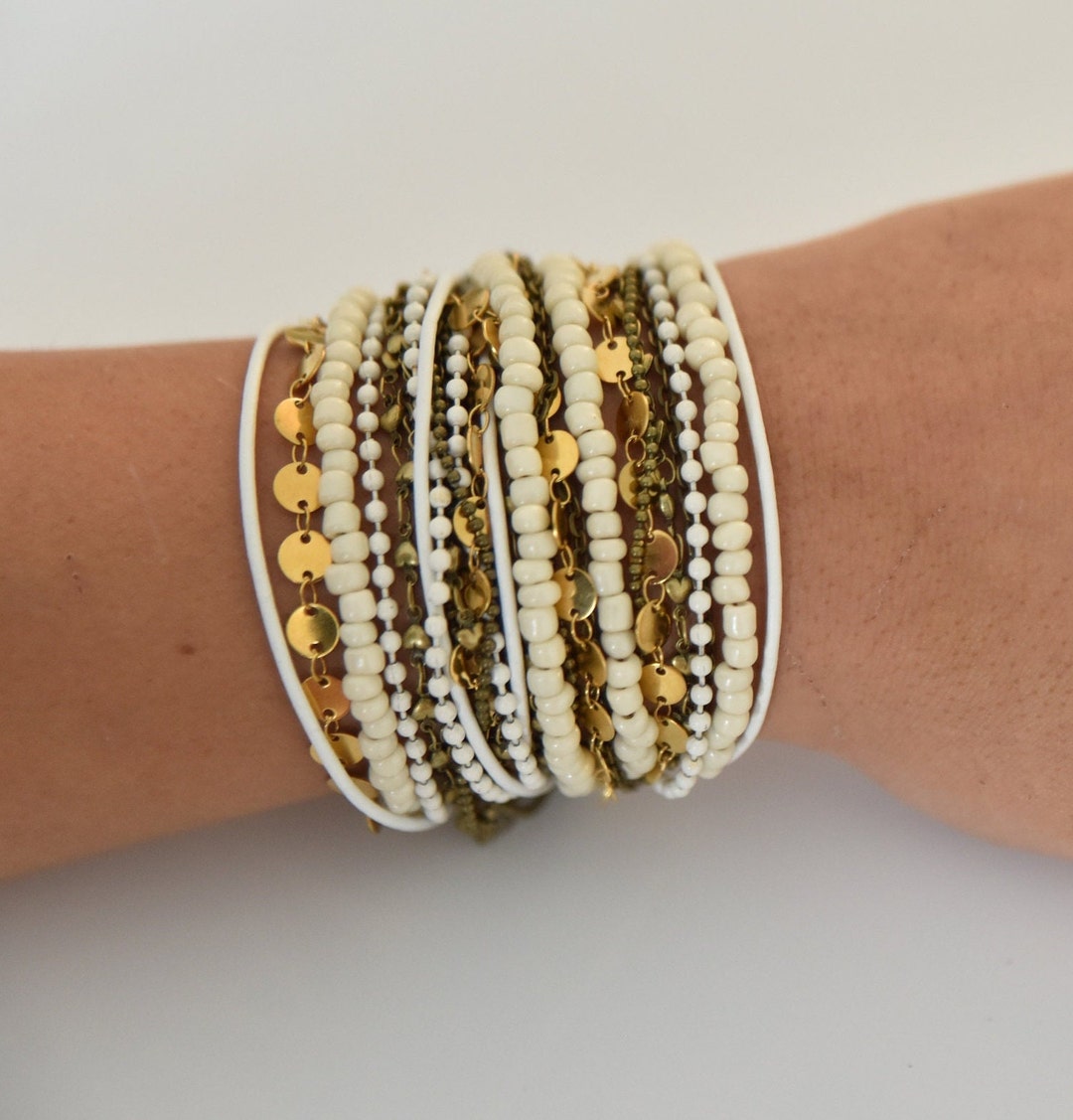 Bohemian Bracelet, Leather Beaded Bracelet, Women's Wrap Bracelet ...