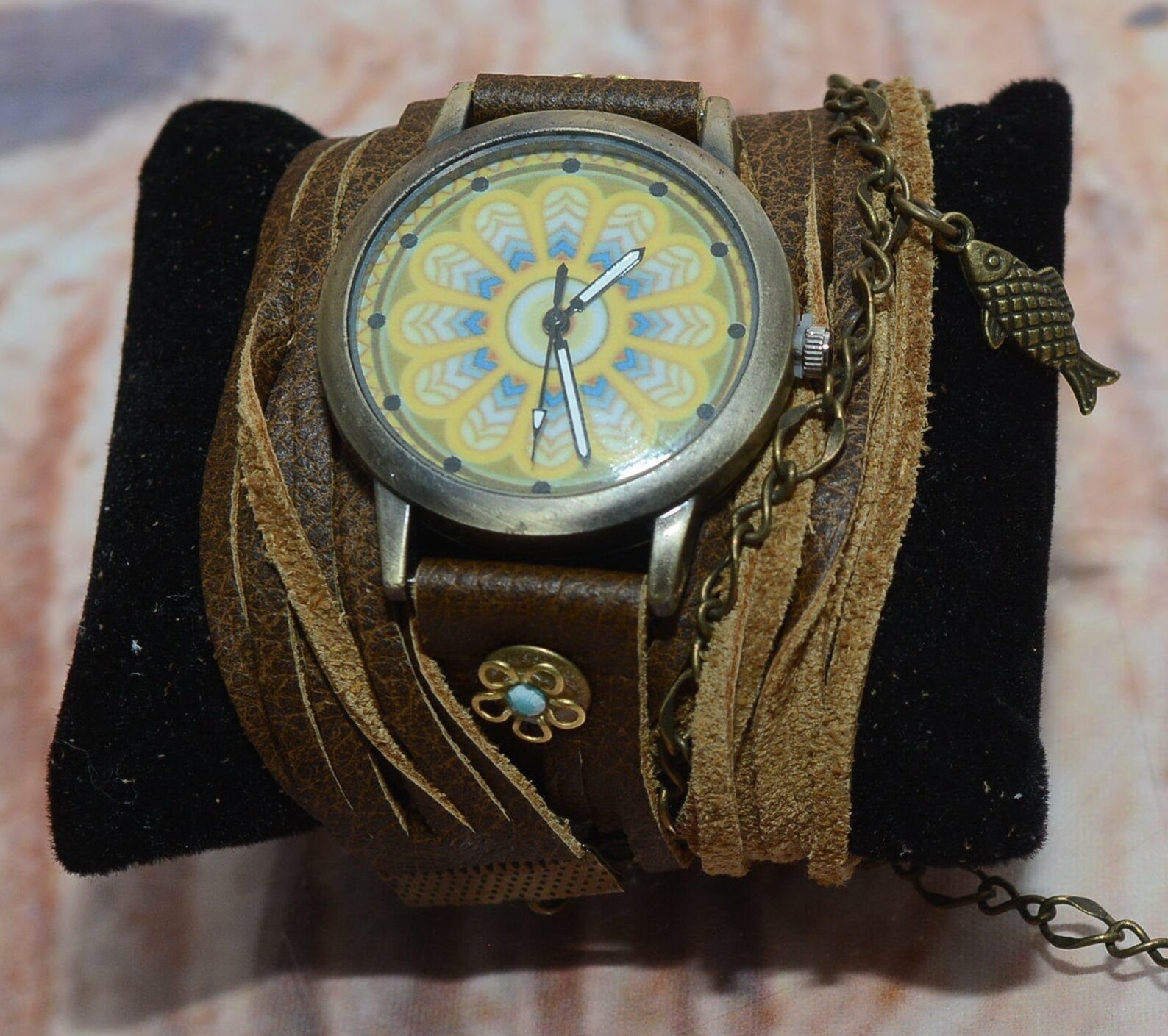 Mandala Watch Wrap Watch for Woman Brown Watch Wrap Watch - Etsy