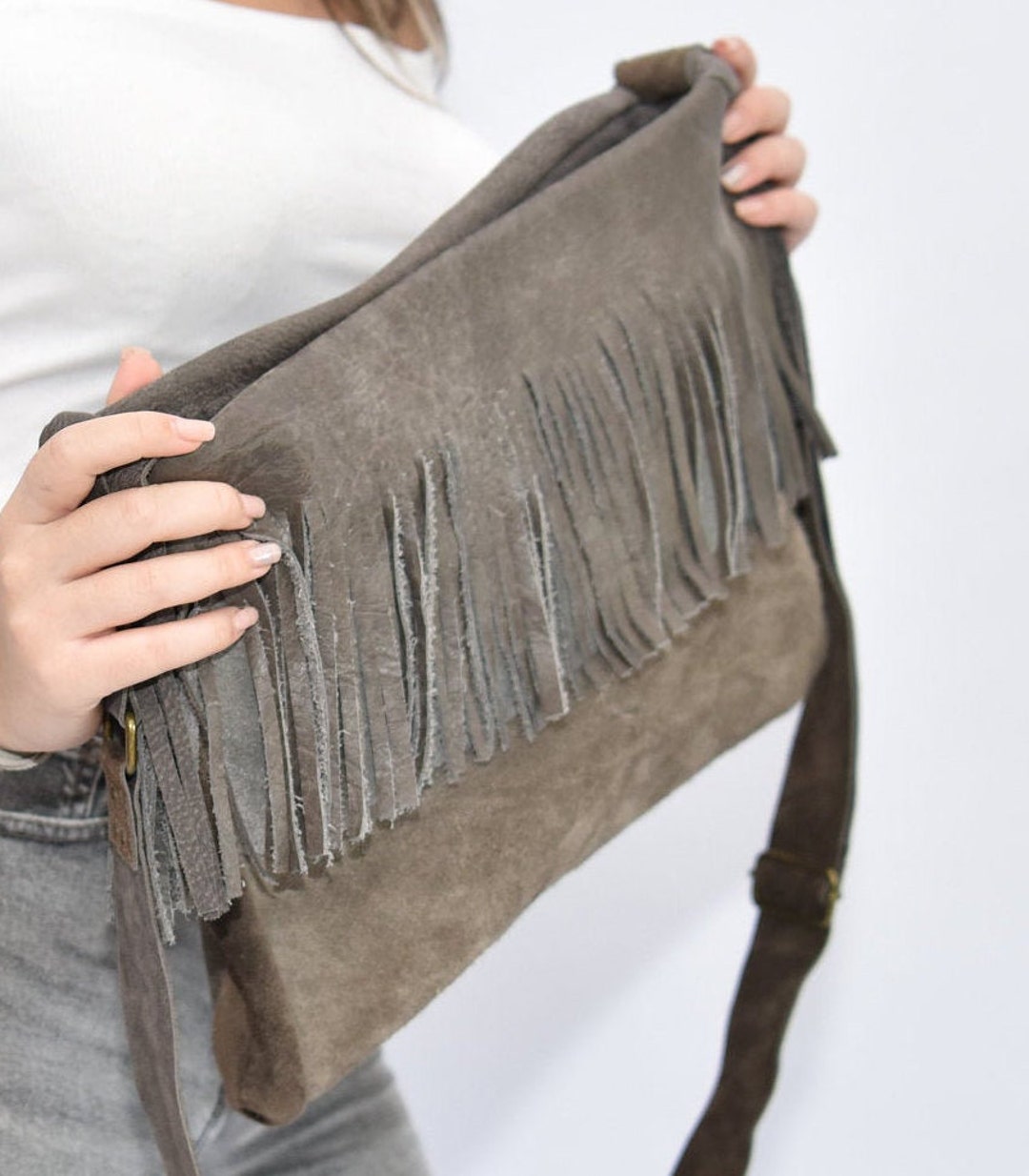 Cross Over Purse Leather Crossbody Bag Fringe Crossbody Bag - Etsy