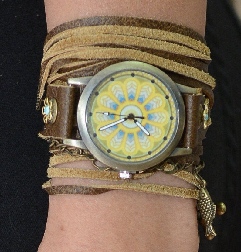 Mandala Watch Wrap Watch for Woman Brown Watch Wrap Watch - Etsy