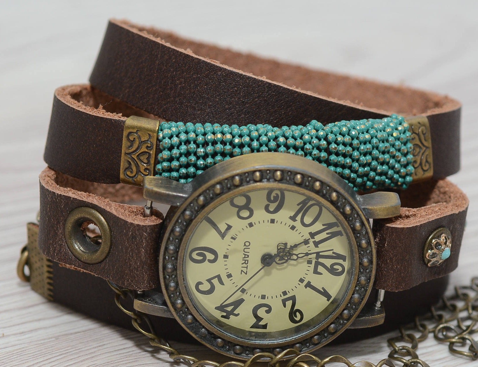 Turquoise Watch Leather Watch Bohemian Style Watch Ancient - Etsy