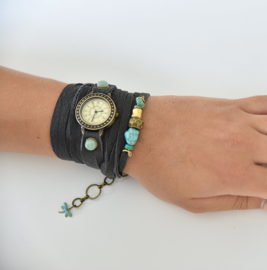 Wrap Watch, Leather Watch, Leather Wrap Watch, Leather Wrap Around ...