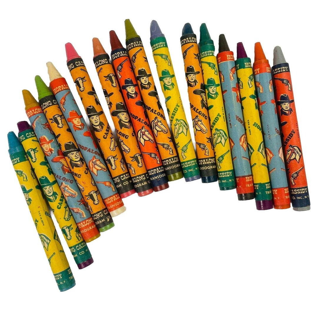 24 Hopalong Cassidy Western Coloring Kids Crayons Vintage Transogram ...