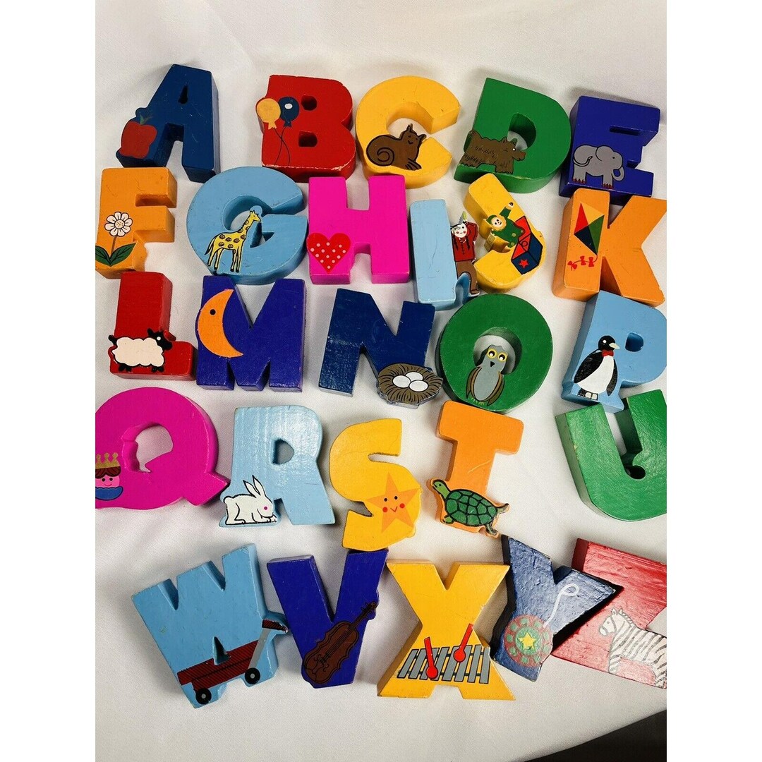 Children's Wooden Complete Alphabet Letters Hand Painted 2.75 Inch ...