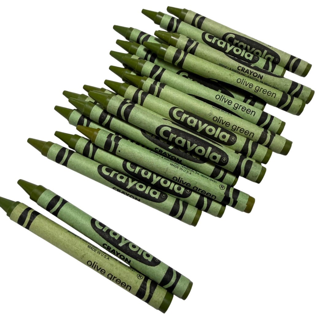 Vintage Hard to Find Crayola Olive Green Crayons Pack of 24 Wax Art ...