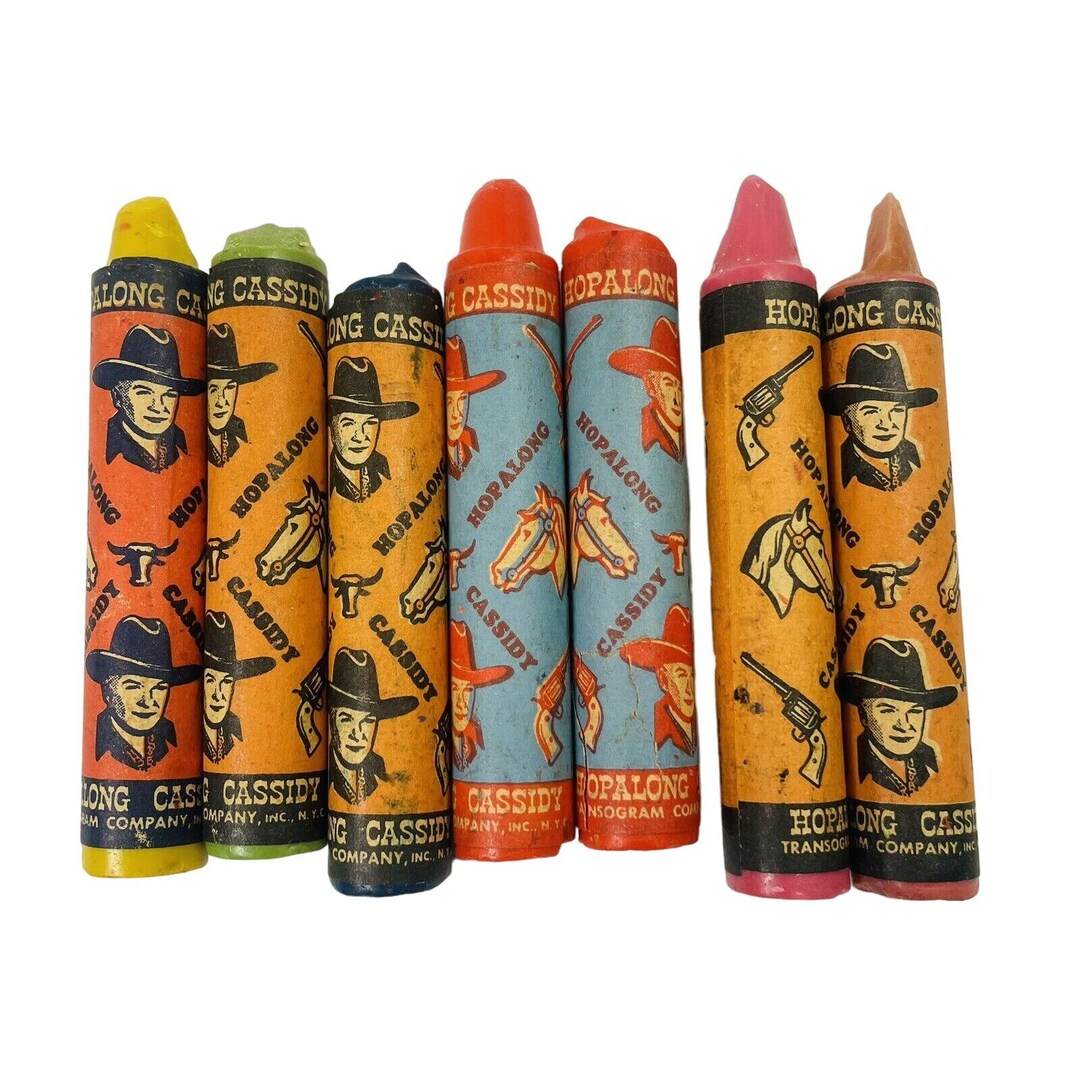 7 Jumbo Hopalong Cassidy Coloring Kids Crayons Vintage Transogram 50s ...