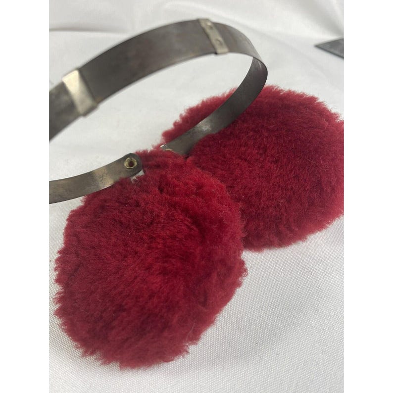 VINTAGE Red Shearling Type With Adjustable Metal Head Band Ear Muffs ...