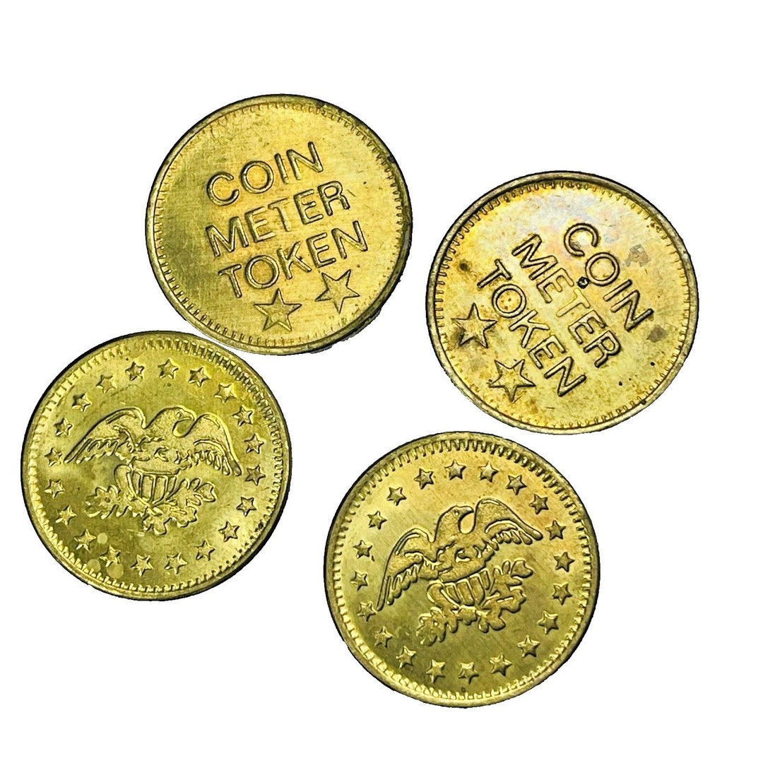 Set of 4 Token Meter Coin Stars Eagle Gold Tone Metal - Etsy