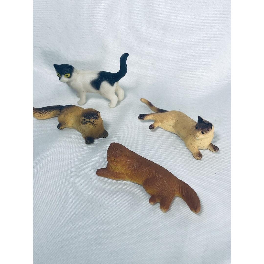 Cat Figurines Pencil Toppers Rubber Cute Lot Toy 4 Vintage - Etsy