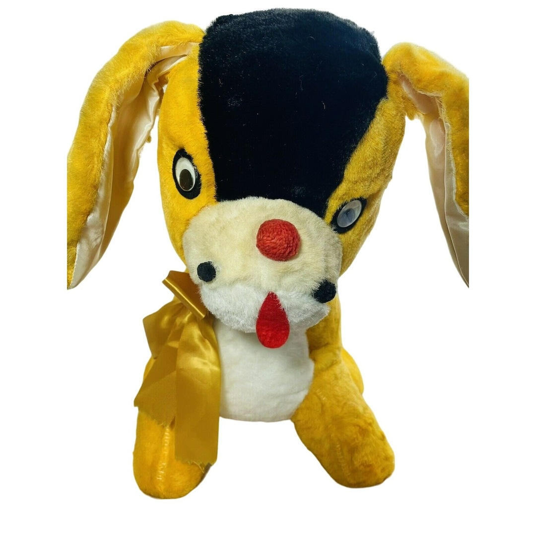 22" Carnival Plush Large Classic Orange White Hard Cuddly Dog & Bow ...
