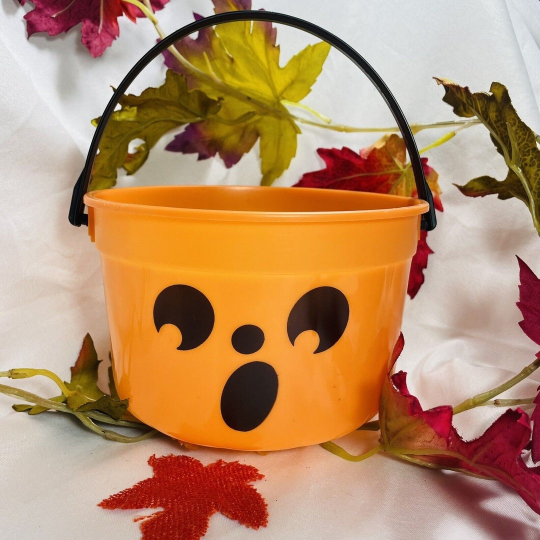 Vintage Pail Mcdonalds MCBOO Orange Halloween Pumpkin Bucket Happy Face ...