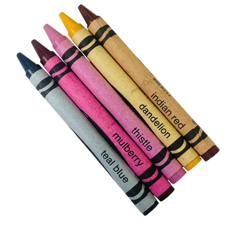 Crayola Crayon Retired Vintage 5 Loose NEW Indian Red Dandelion Thistle ...