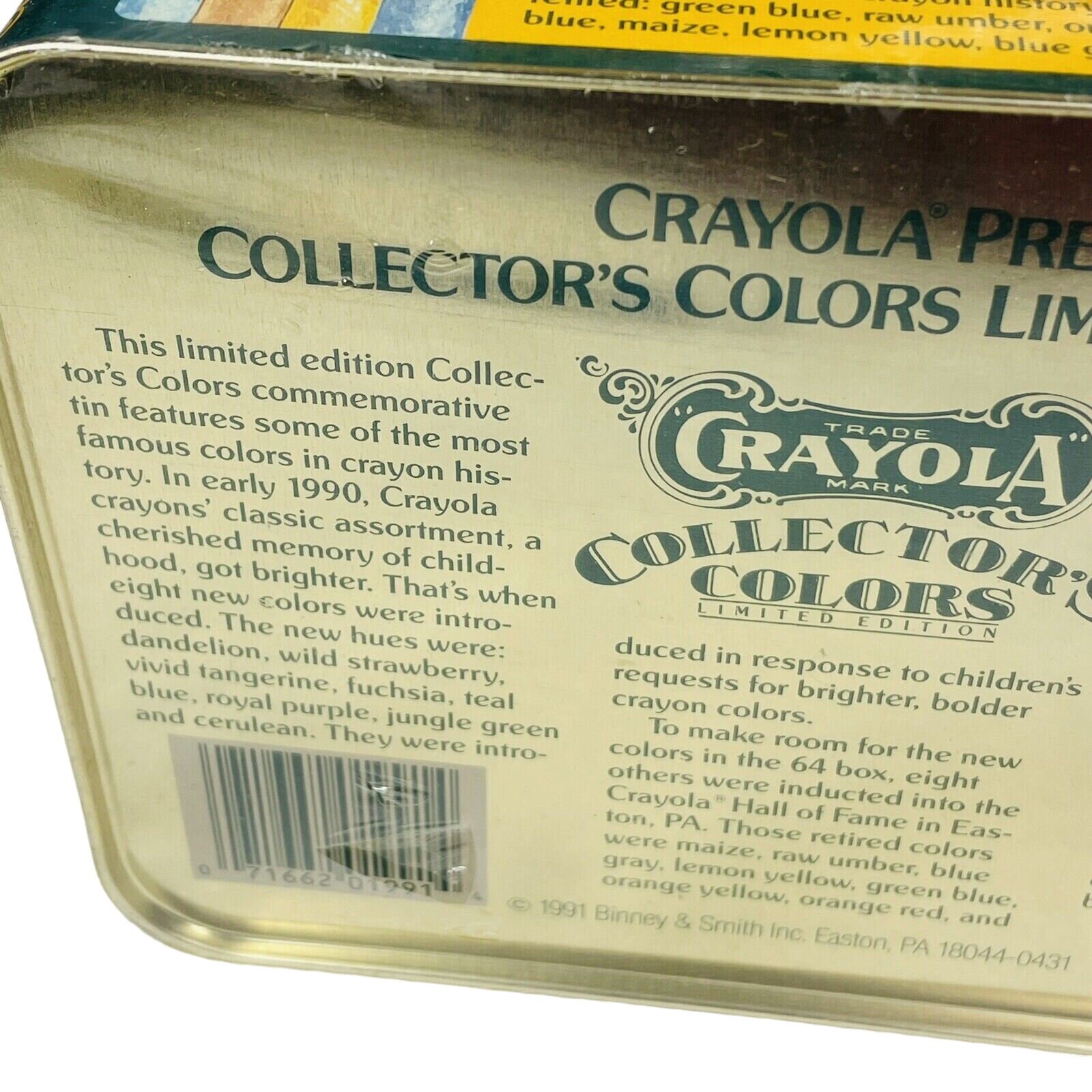 Crayola 64 Box With Sharpener and 8 Retired Crayons in Collectors Tin ...