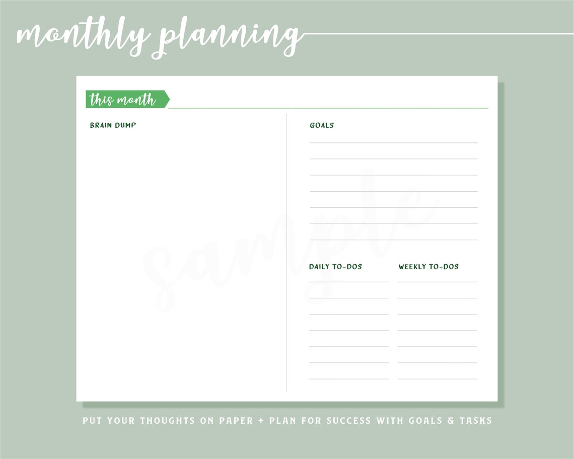 Vertical Planner - Printable - Landscape Orientation - Includes Monthly ...