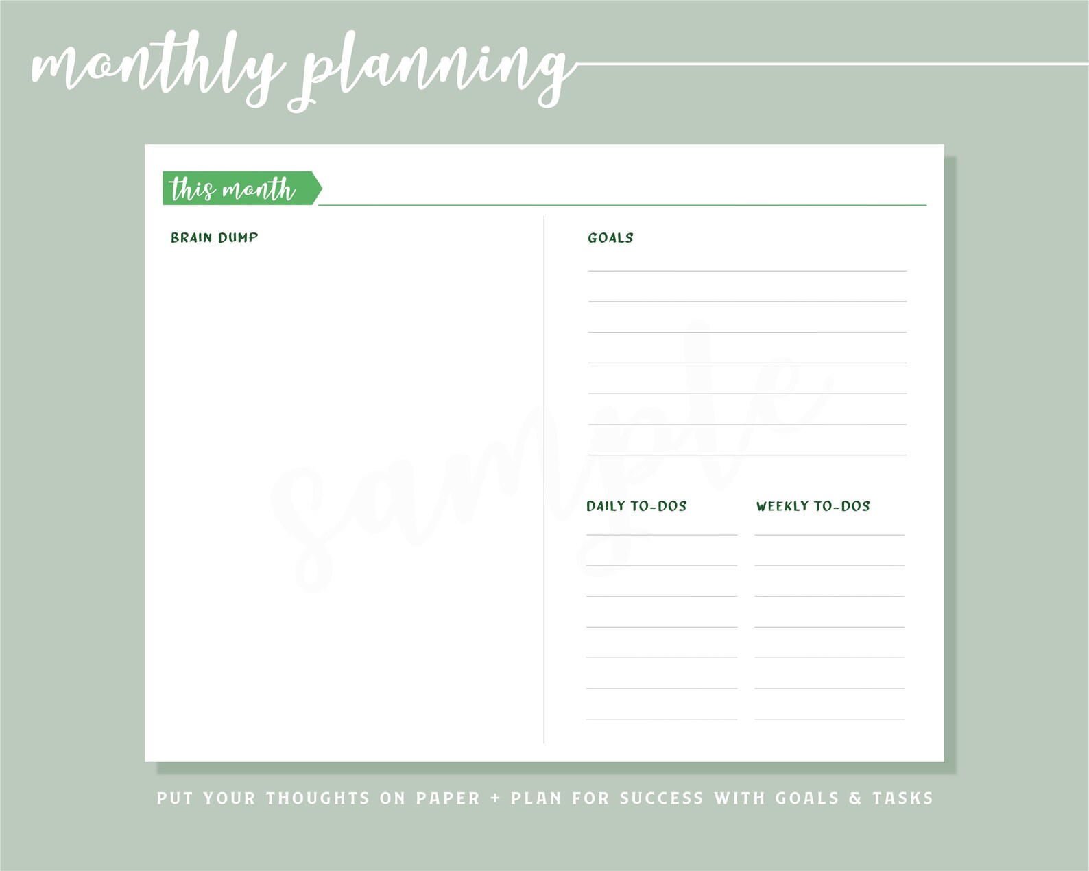 Vertical Planner - Printable - Landscape Orientation - Includes Monthly ...