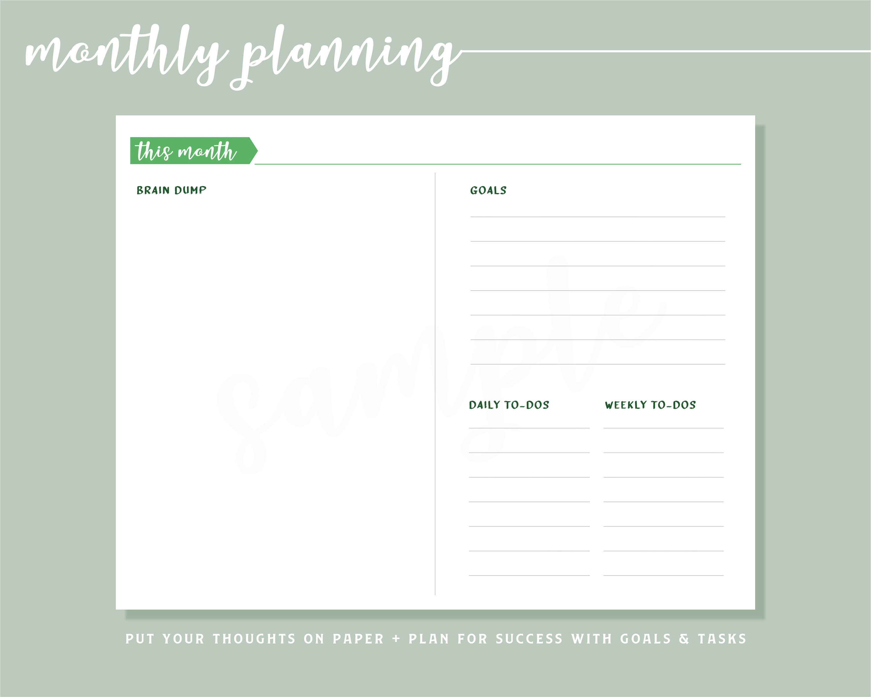 Vertical Planner - Printable - Landscape Orientation - Includes Monthly ...