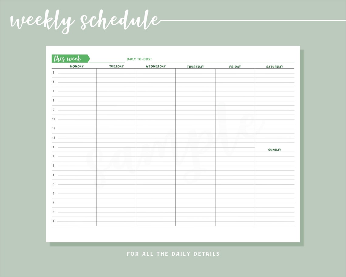 Vertical Planner - Printable - Landscape Orientation - Includes Monthly ...