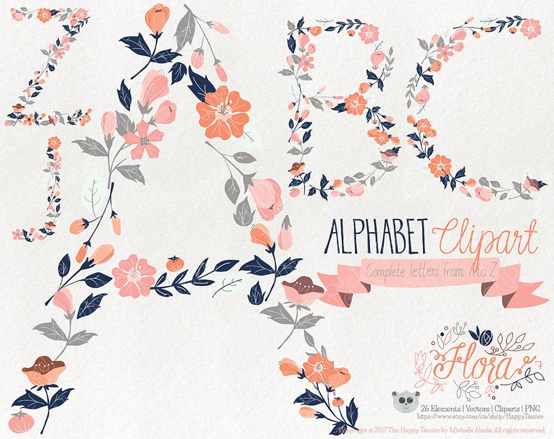 Flowers Clipart Alphabet Clipart Letters Flora 07 Flowers Floral Vector ...