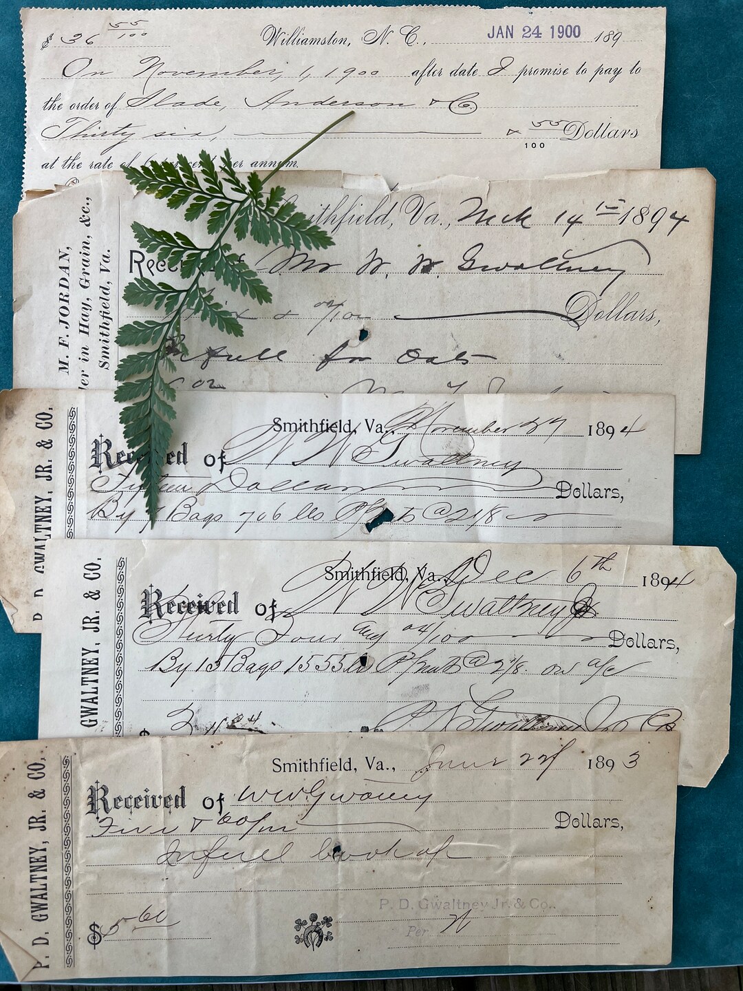 50 Fragile but Gorgeous Handwritten Checks Dating From 1893-1900. - Etsy