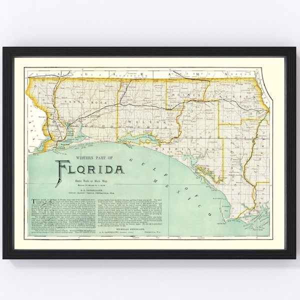 Old Florida Map - Etsy
