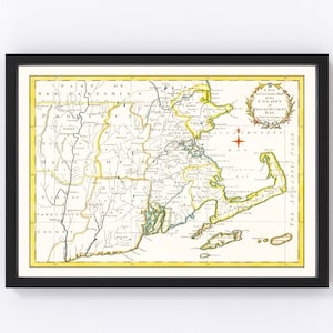 Massachusetts Map 1780 Old Map of Massachusetts Art Vintage Print ...