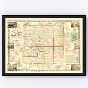 Wayne County Ohio Map 1856 Old Map of Wayne County Ohio Art Vintage ...
