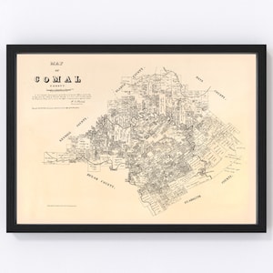 Comal County Texas Map 1879 - Old Map of Comal County Texas Art Vintage ...