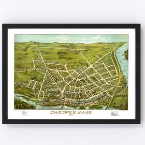 Chicopee Map 1878, Vintage Chicopee Map, Old Chicopee Massachusetts Art ...