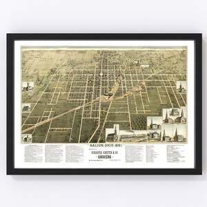 Galion Map 1891, Vintage Galion Map, Old Galion Ohio Art, Wall Art Gift ...