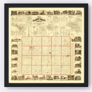 Calhoun County Michigan Map 1858 Old Map of Calhoun County Michigan Art ...