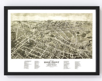 Wall Art Map Print of High Point, North Carolina - Etsy